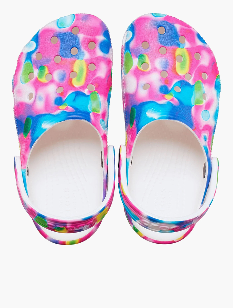 Shop Crocs Pink & White Classic Solarized Clogs for Kids from MyRunway ...