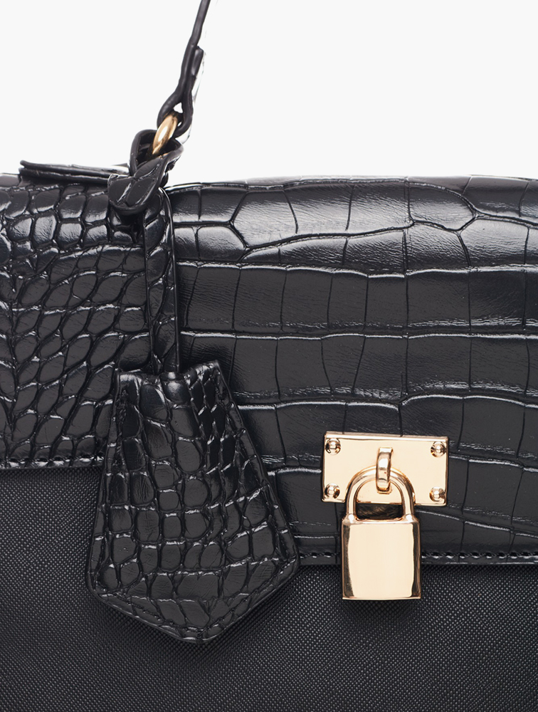 MyRunway | Shop Daily Finery Black Croc Handle Box bag for Women from ...