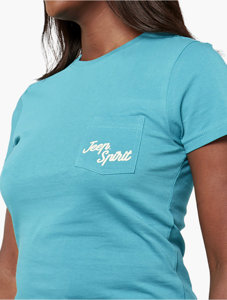 Shop Jeep Turquoise Tonic Essential Logo Pocket T-Shirt for Women from ...