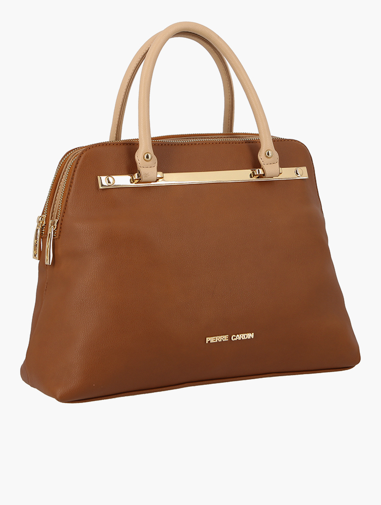 Shop Pierre Cardin Tan & Natural Elise Dome Grab Handbag for Women from ...