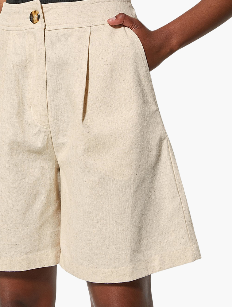 MyRunway | Shop Superbalist Label Linen Volume Shorts - Stone for Women ...